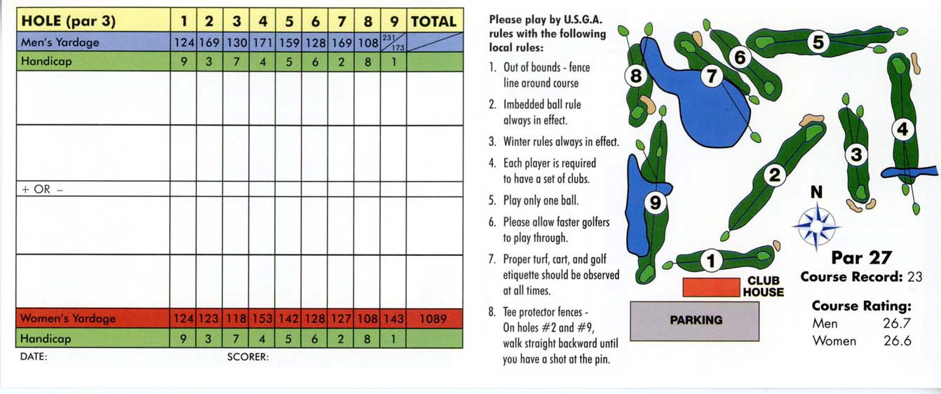 Scorecard - New Hope Village Golf Course