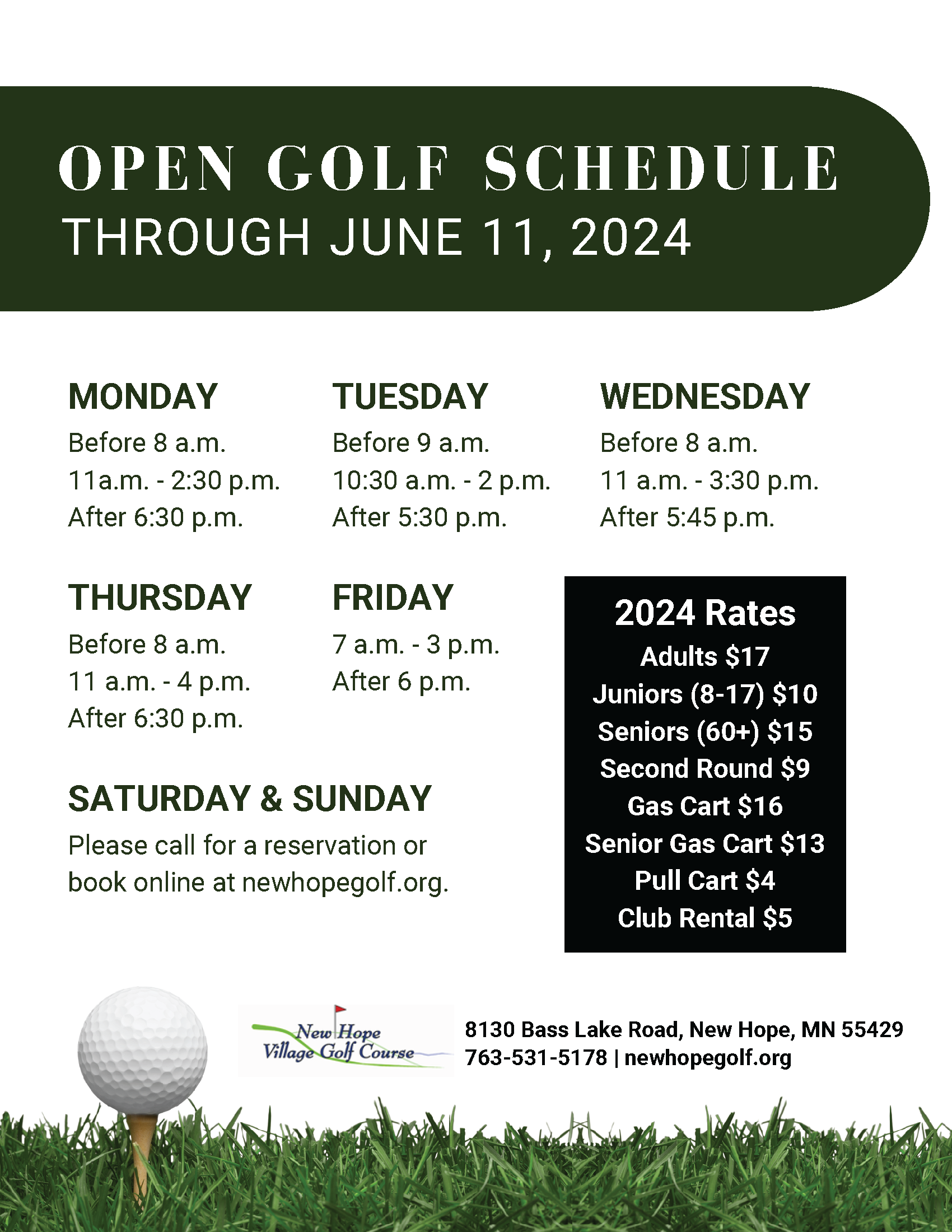 Open Golf - New Hope Village Golf Course